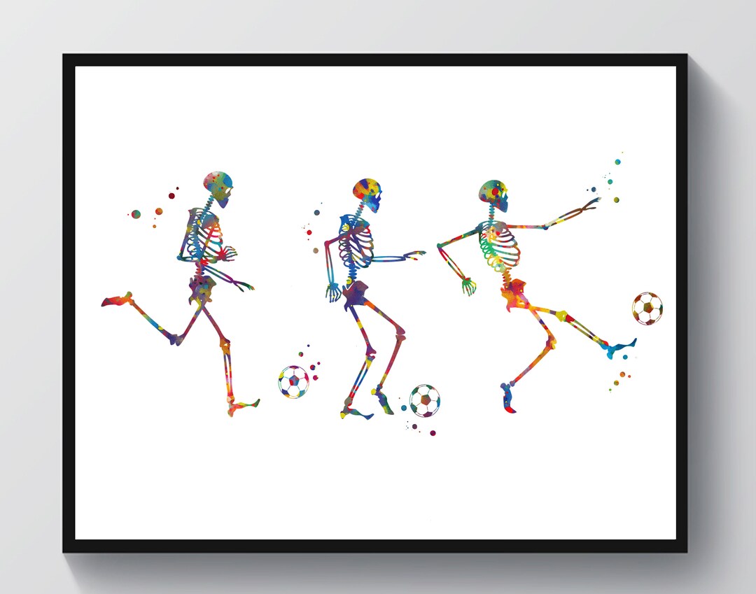Soccer Art Skeleton Football Player Phases Poster Sport Art Moving ...