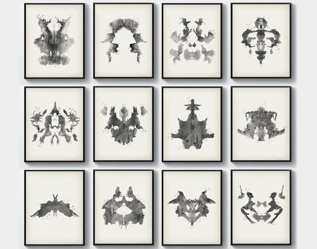 Set 12 Rorschach Test Posters, Rorschach Inkblot Cards, Medical Art ...