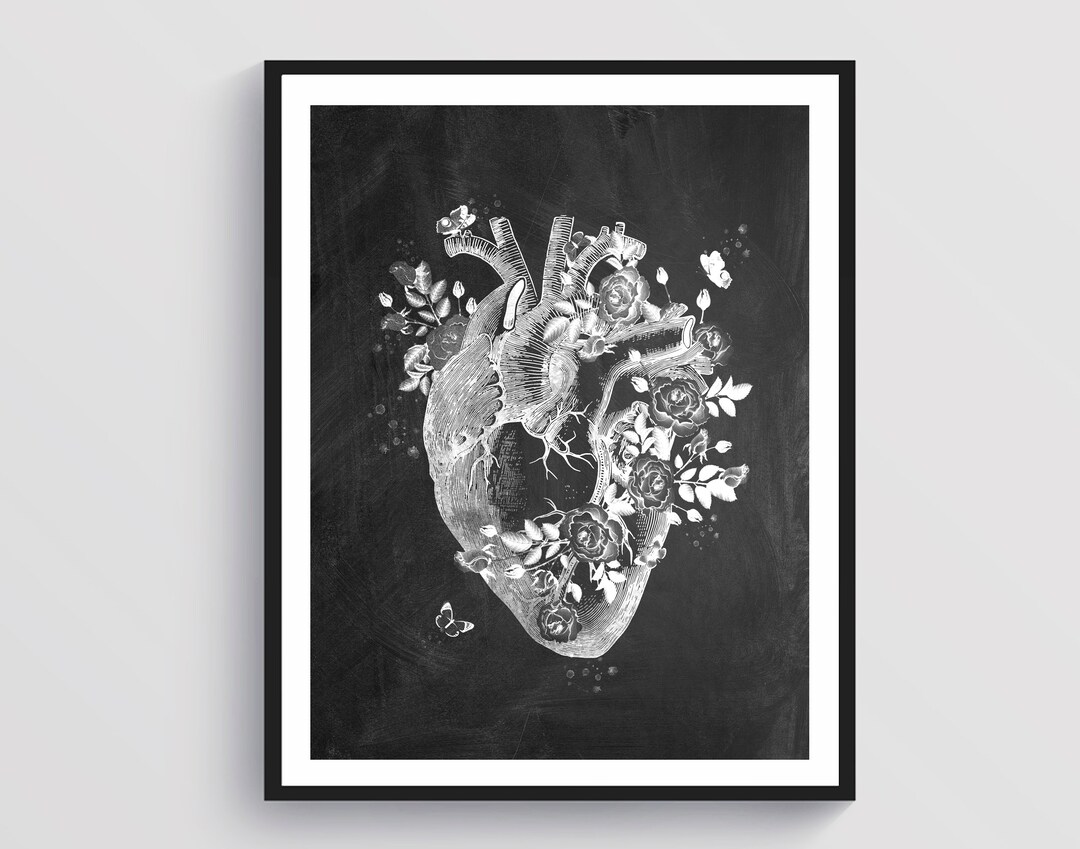 Anatomical Heart Art Medical Chalkboard Painting Human Anatomy Art ...