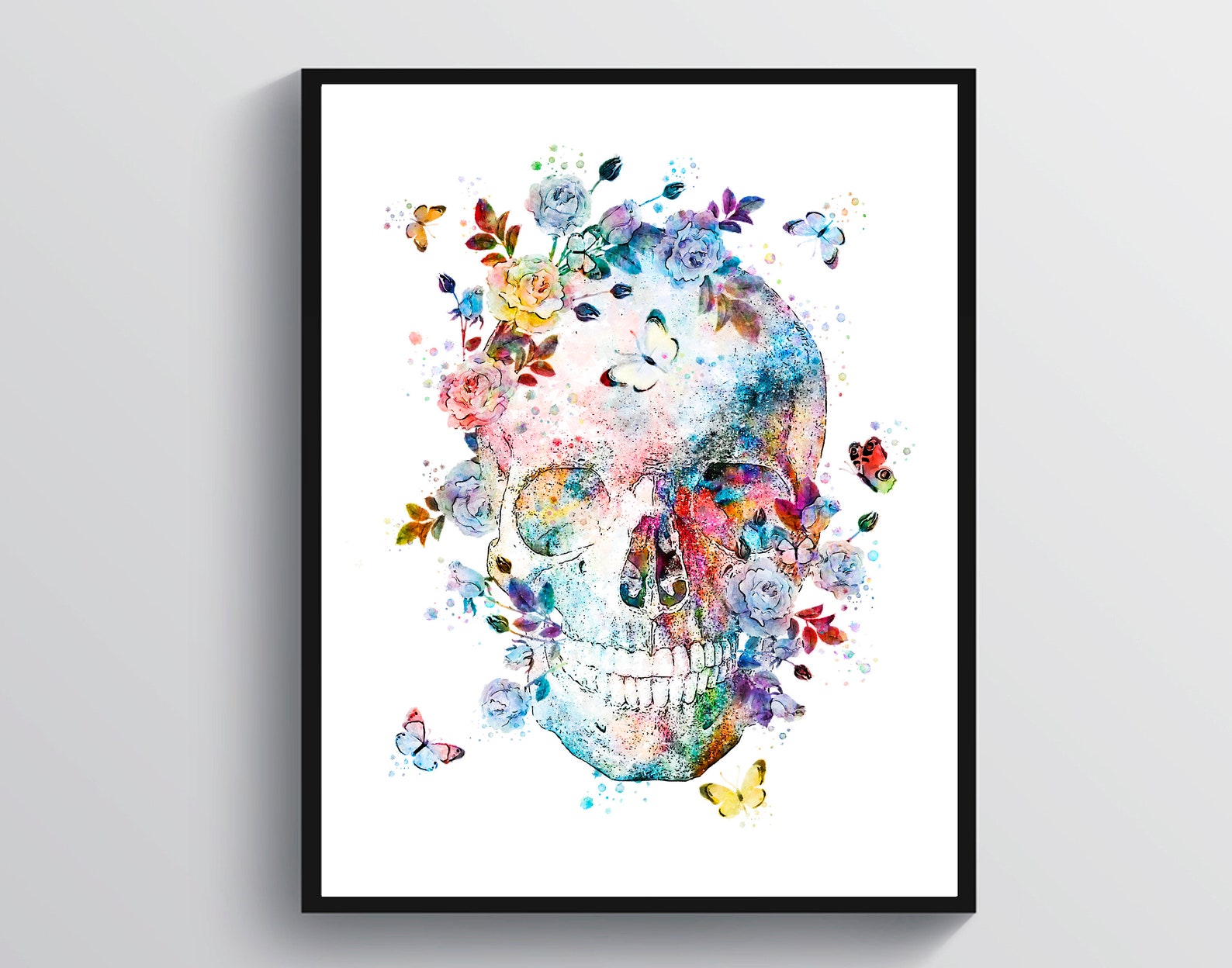 Watercolor Skull Art Anatomy Artwork Skeletal System Art - Etsy