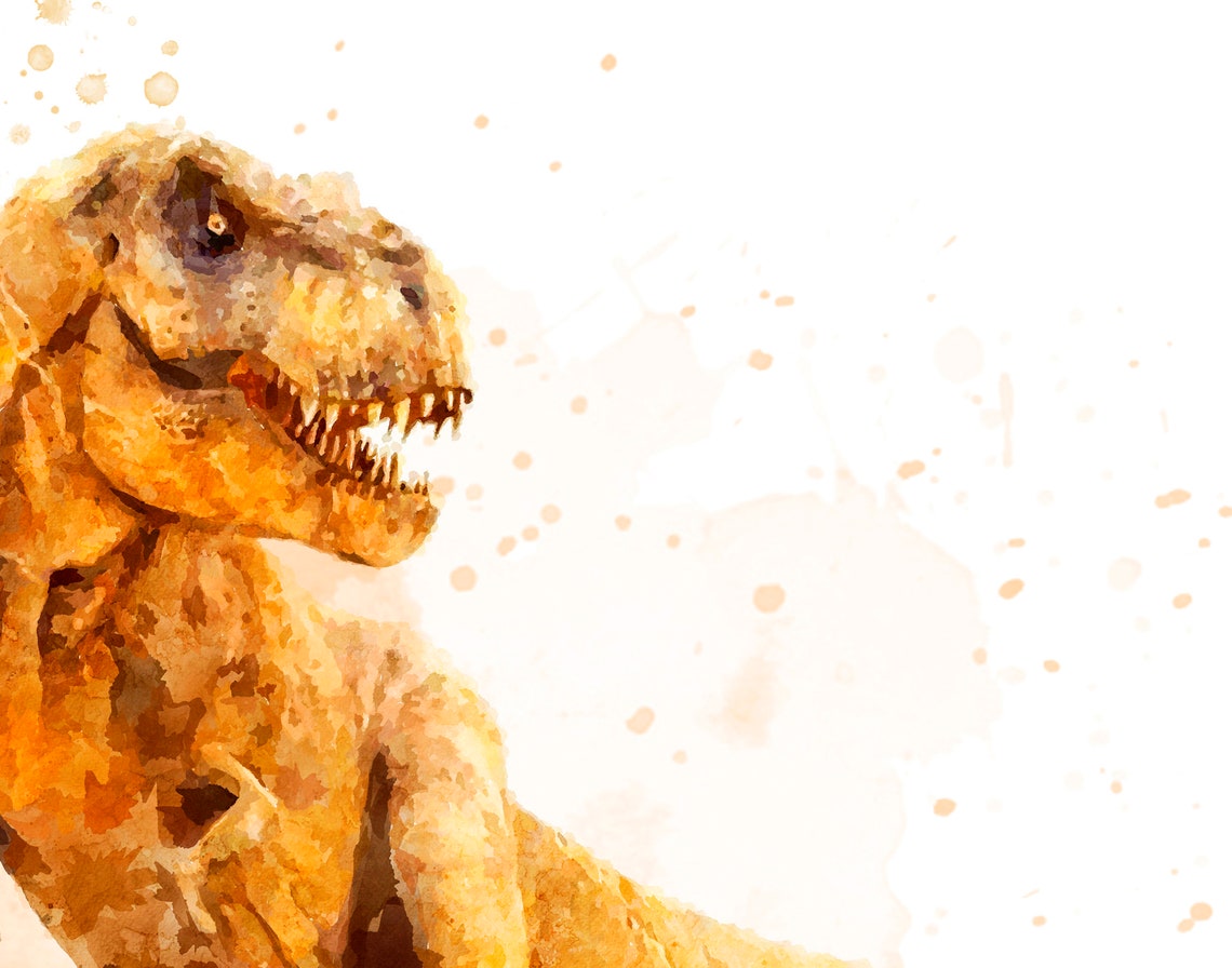 Dinosaur Art Print Watercolor T-rex Stegosaurus Mosasaurus - Etsy