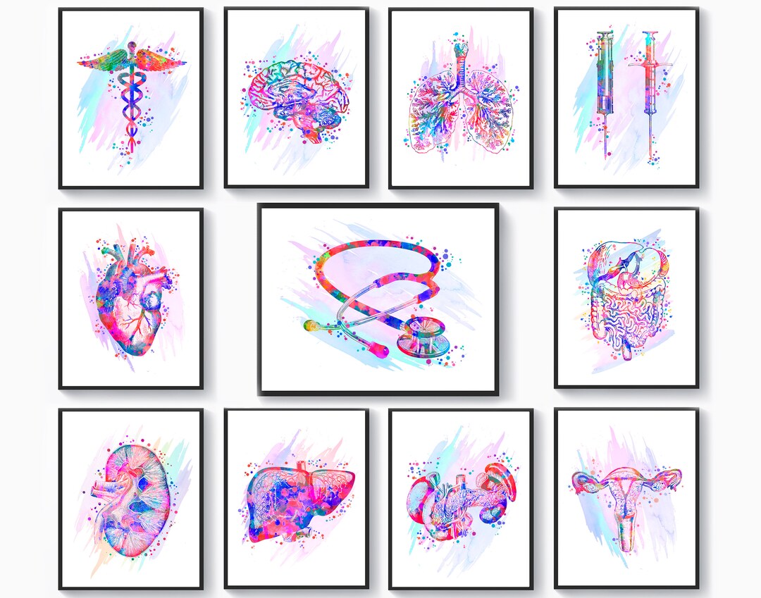 11 Doctor Gift Watercolor Anatomy Painting Medical Art Anatomical Heart ...