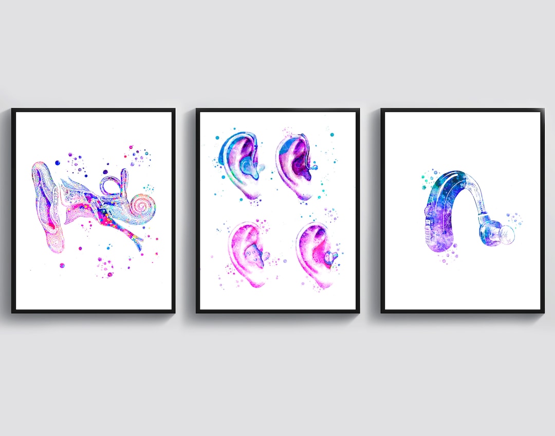 Hearing Art Ear Anatomy Poster Medical Art Audiology Poster Binaural ...