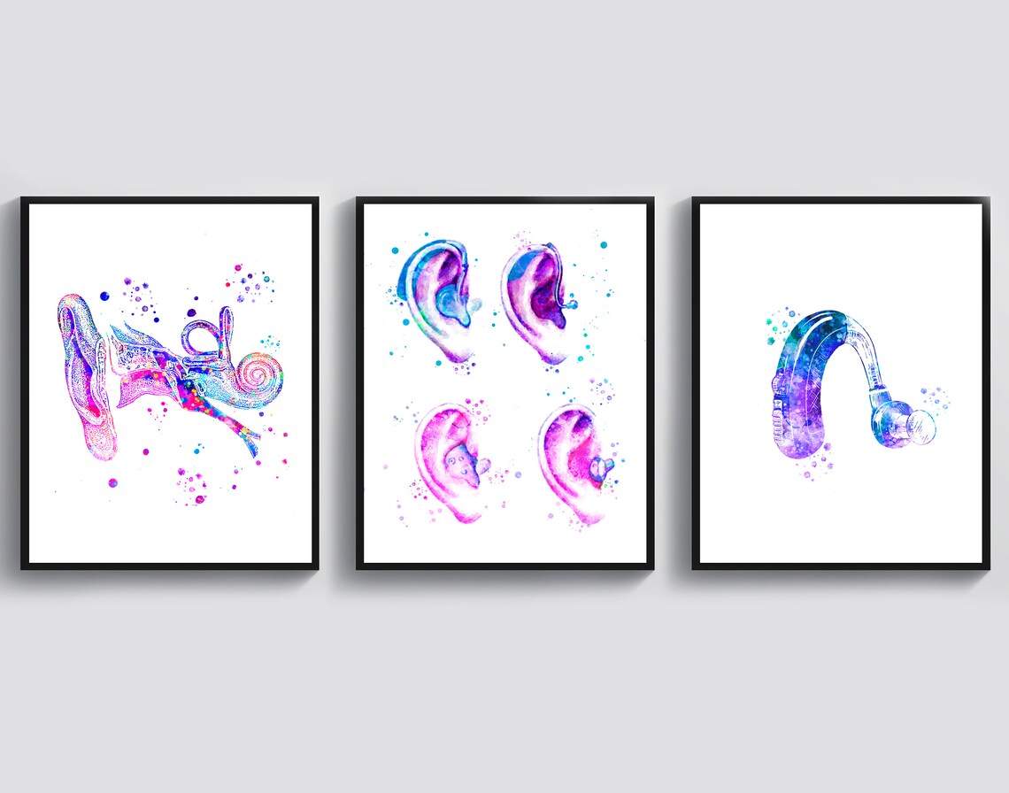 Hearing Art Ear Anatomy Poster Medical Art Audiology Poster Binaural ...