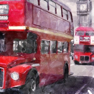 London Bus Watercolor Art London City Poster Travel Art Transport Art ...