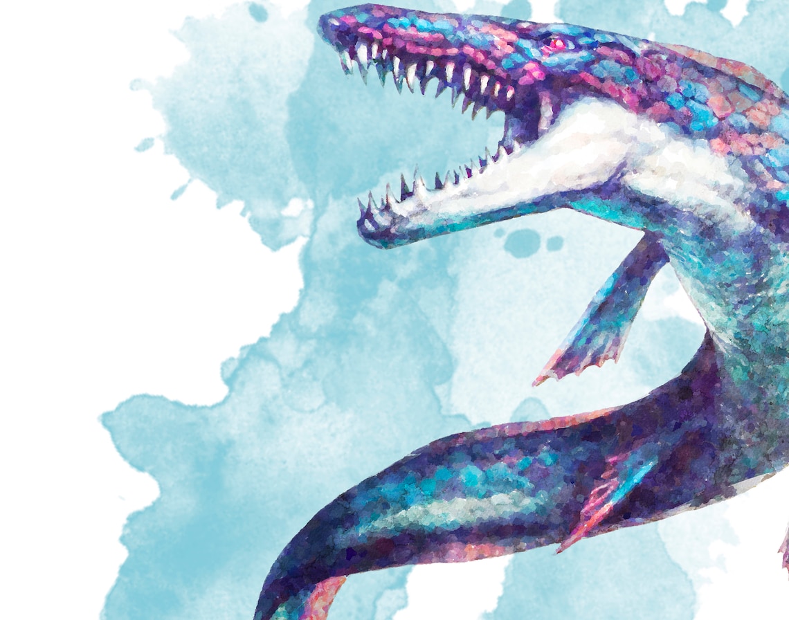 Dinosaur Art Print Watercolor T-rex Stegosaurus Mosasaurus - Etsy