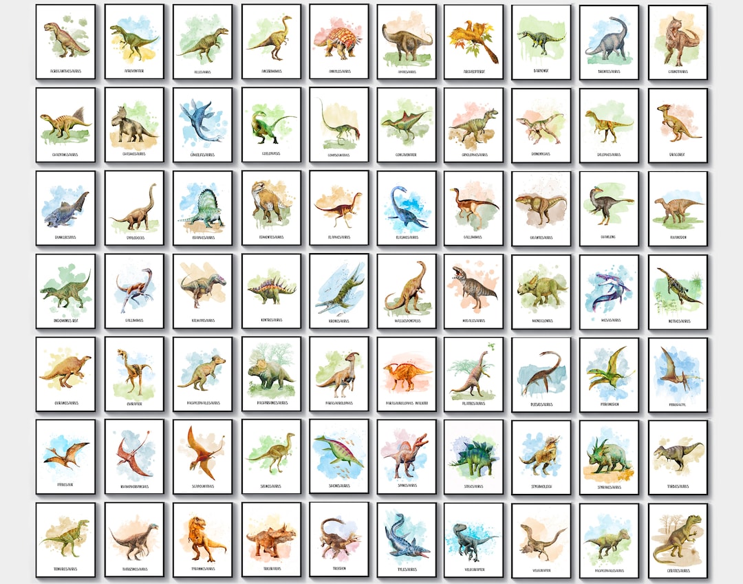 70 Dinosaurs Types Posters Dinosaurs Names Dinosaur Art - Etsy