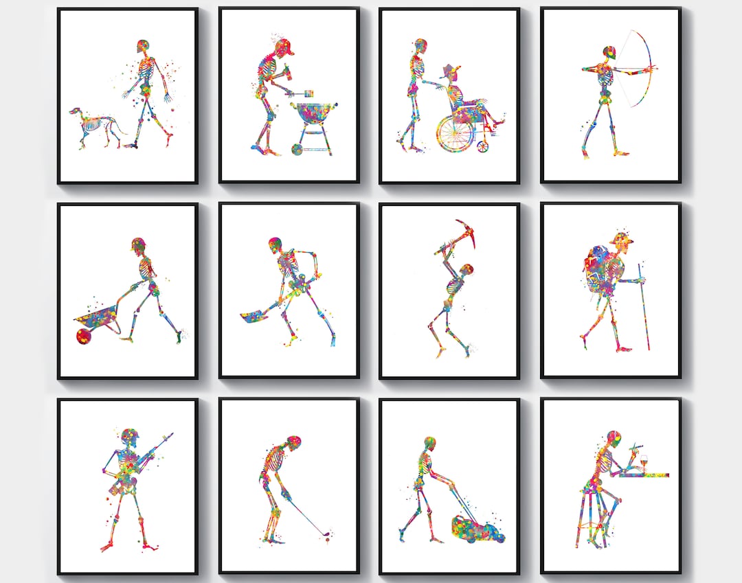 12 Moving Skeleton Art Skeletal Anatomy Art Halloween Art Medical ...