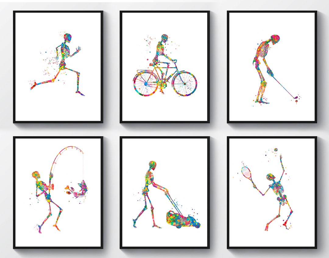 Set 6 Moving Skeleton Art Motion Mechanics Poster Running Phases ...