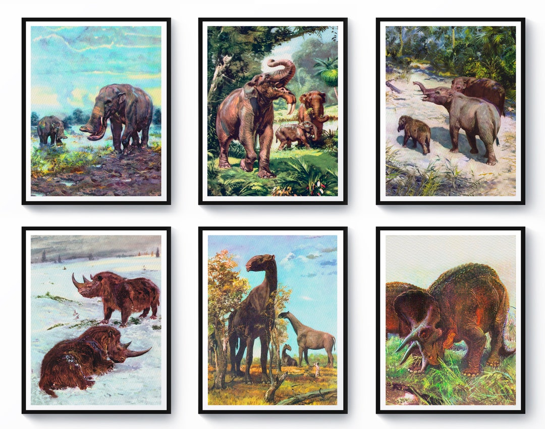 6 Prehistoric Animal Art Dinosaur Art Biology Art Archeology Poster ...