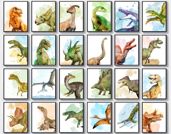 24 Dinosaur Art Posters Dinosaur Wall Decor Dinosaurs - Etsy