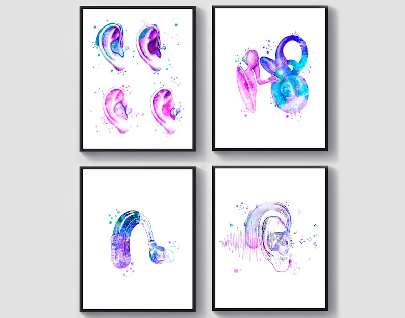 4 Hearing Aids Art Hearing Device Poster Audiologist Office - Etsy