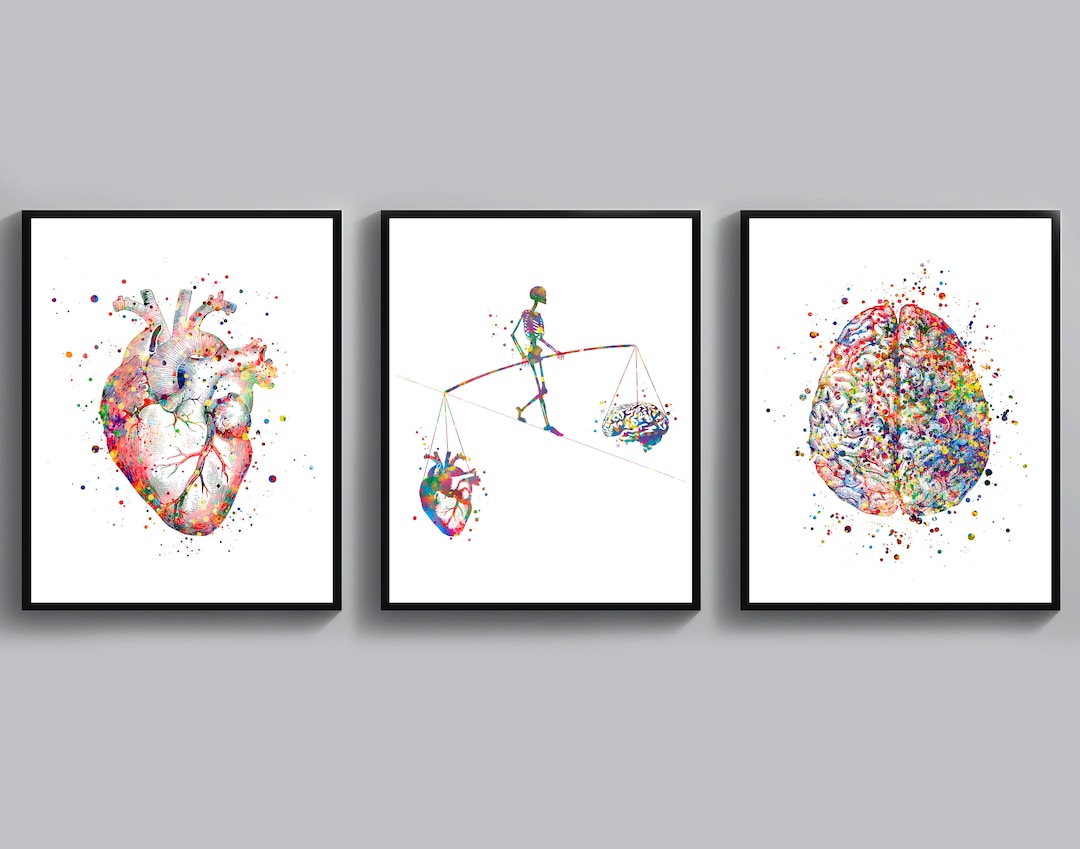 Heart and Brain Anatomy Art Balance Your Life Surreal Drawing Balance ...