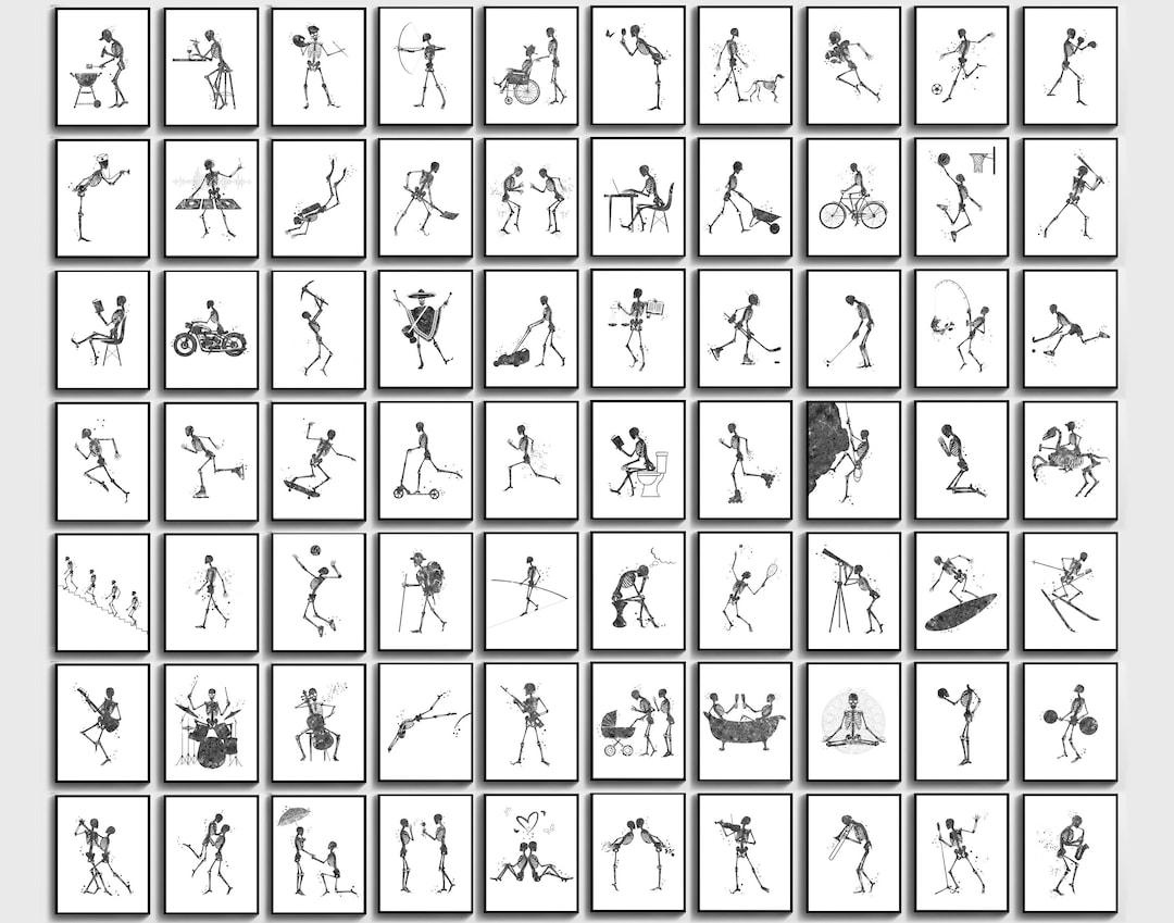 70 Skeletons Art Anatomy Art Moving Skeleton Wall Decor Skeletal System ...