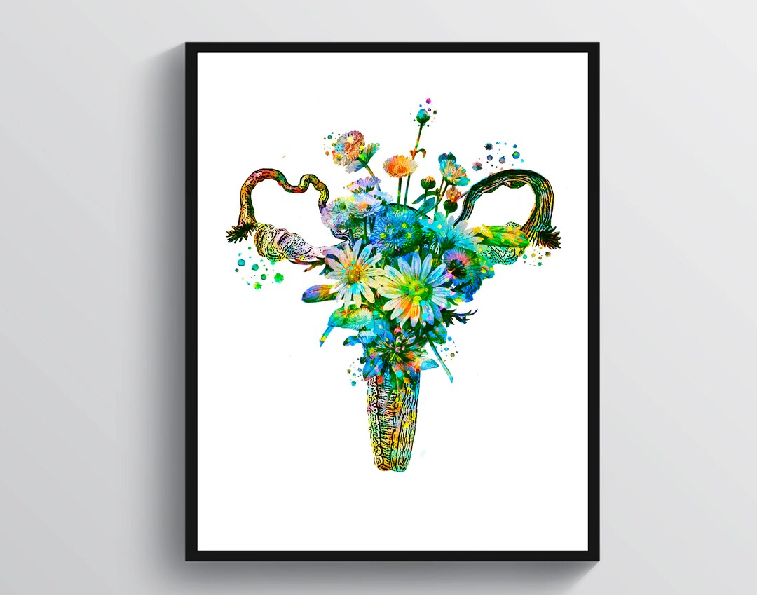 Floral Uterus Art, Anatomy Art, Reproductive System Art, Obgyn Art ...