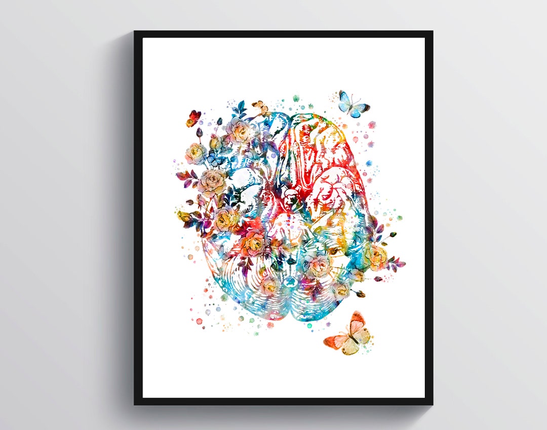 Floral Brain Art Nervous System Art Neurology Art Medical Artwork ...