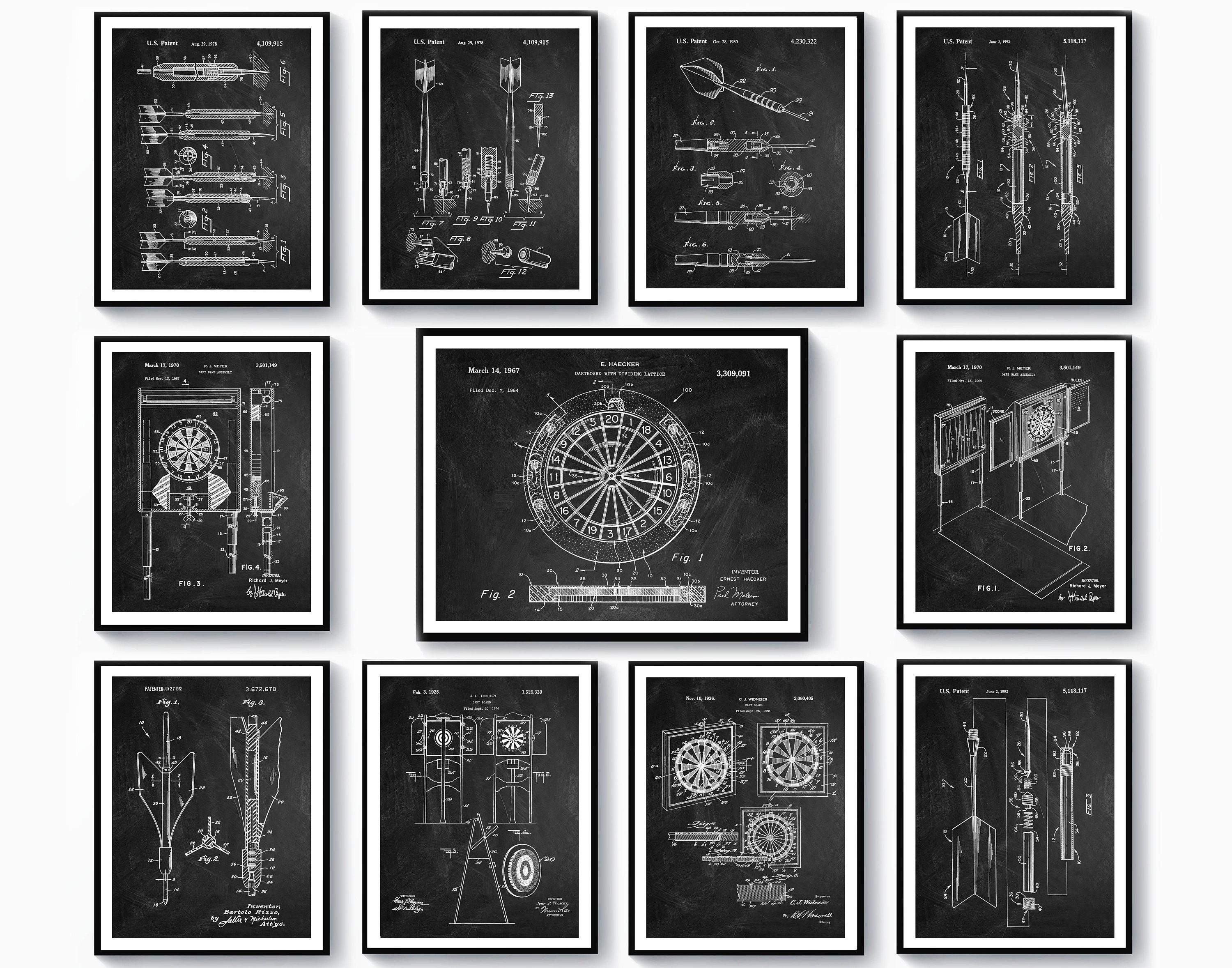 11 Darts Patent Art Game Blueprint Shooting Sport Tools Scheme Art Pub ...
