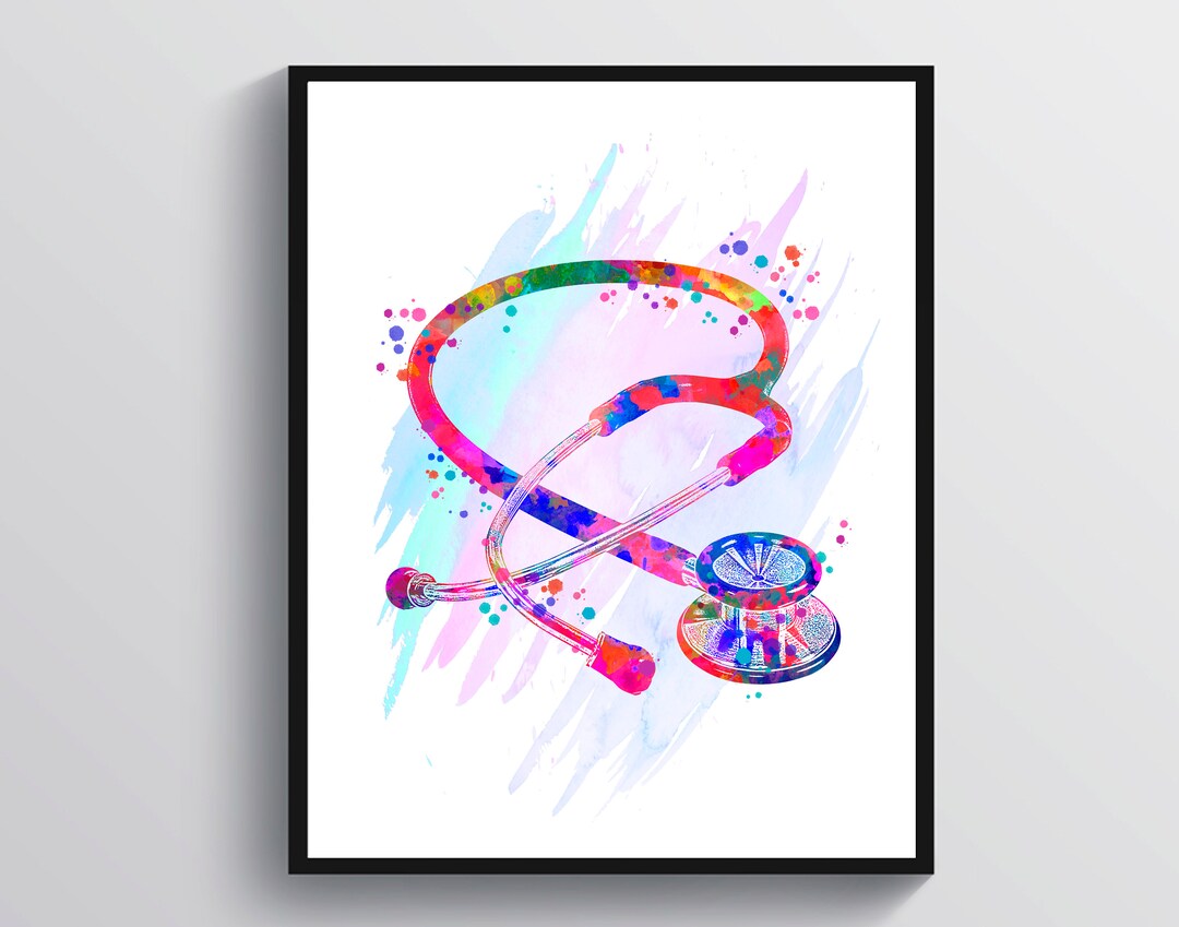 Watercolor Stethoscope Art Medical Device Art Phonendoscope Art Doctor ...