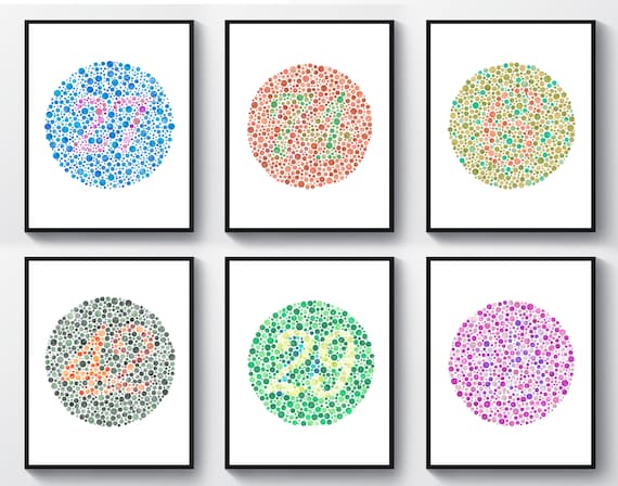 6 Watercolor Ishihara Test Color Blindness Test Colour | Etsy