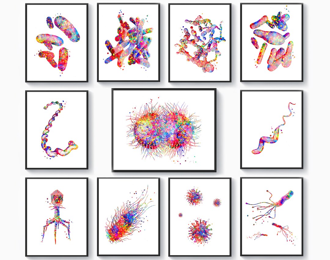 11 Microbiologist Gift Bacteria Art Microbe Art Biochemistry Art ...