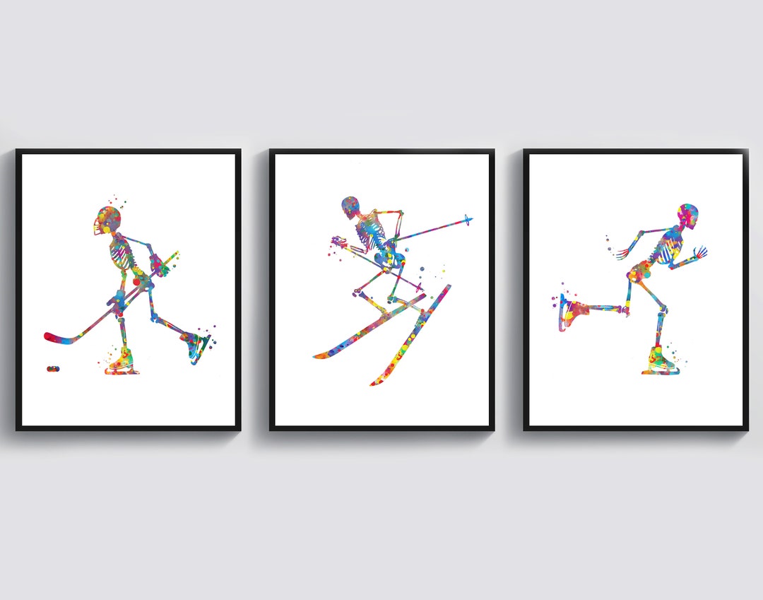 3 Moving Skeleton Art Winter Sport Art Sports Therapy Art Ski Art ...