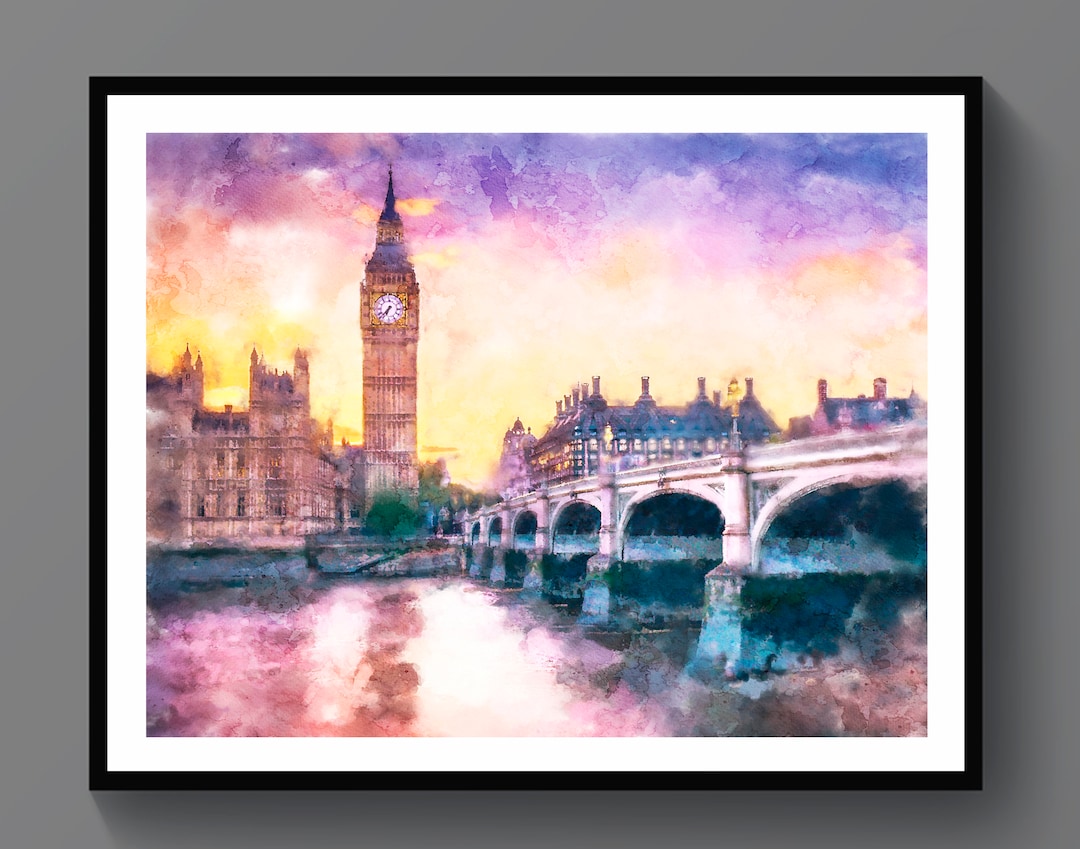 Watercolor London Cityscape Art London Decor Travel Art Living - Etsy