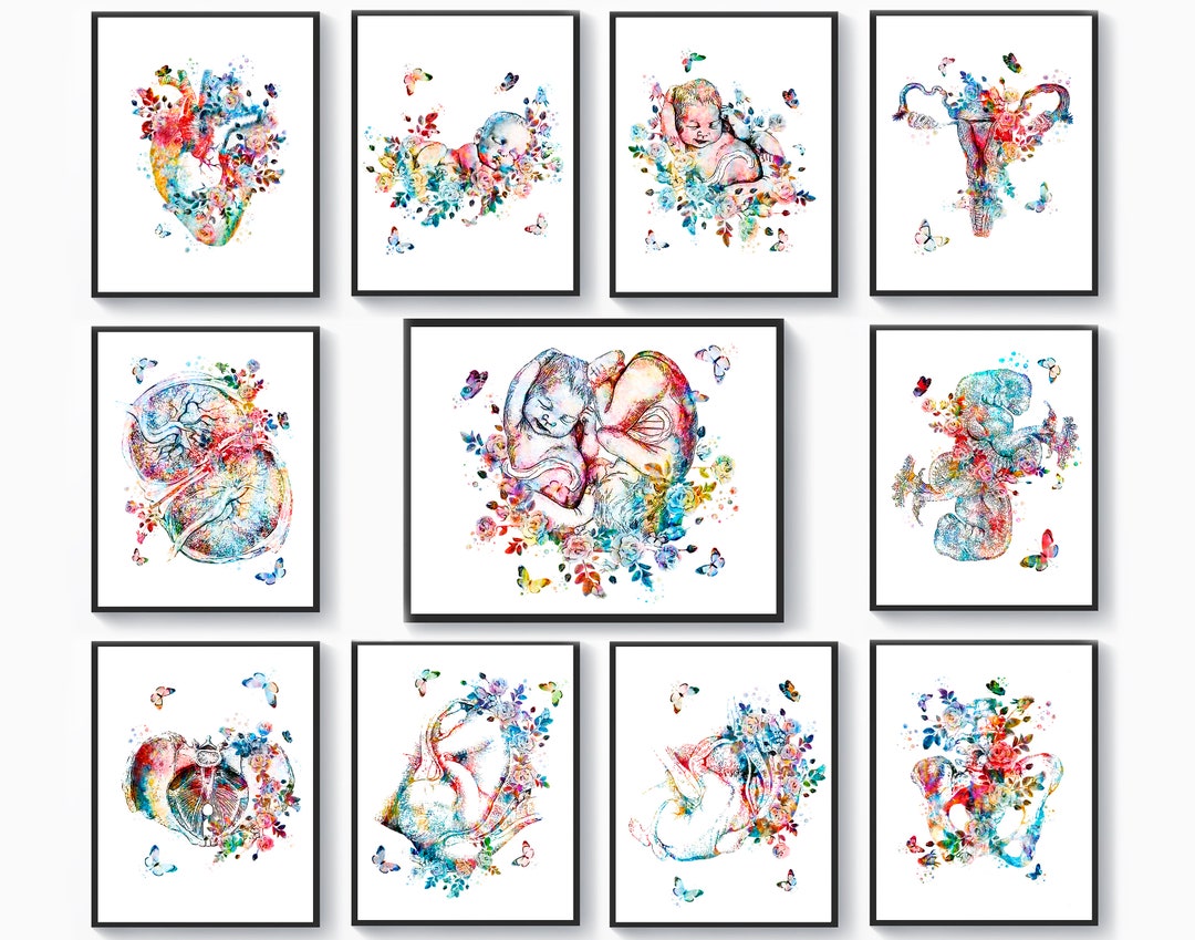 11 Twin Pregnancy Art Twins in the Womb Poster Pregnant With Twins Gift ...