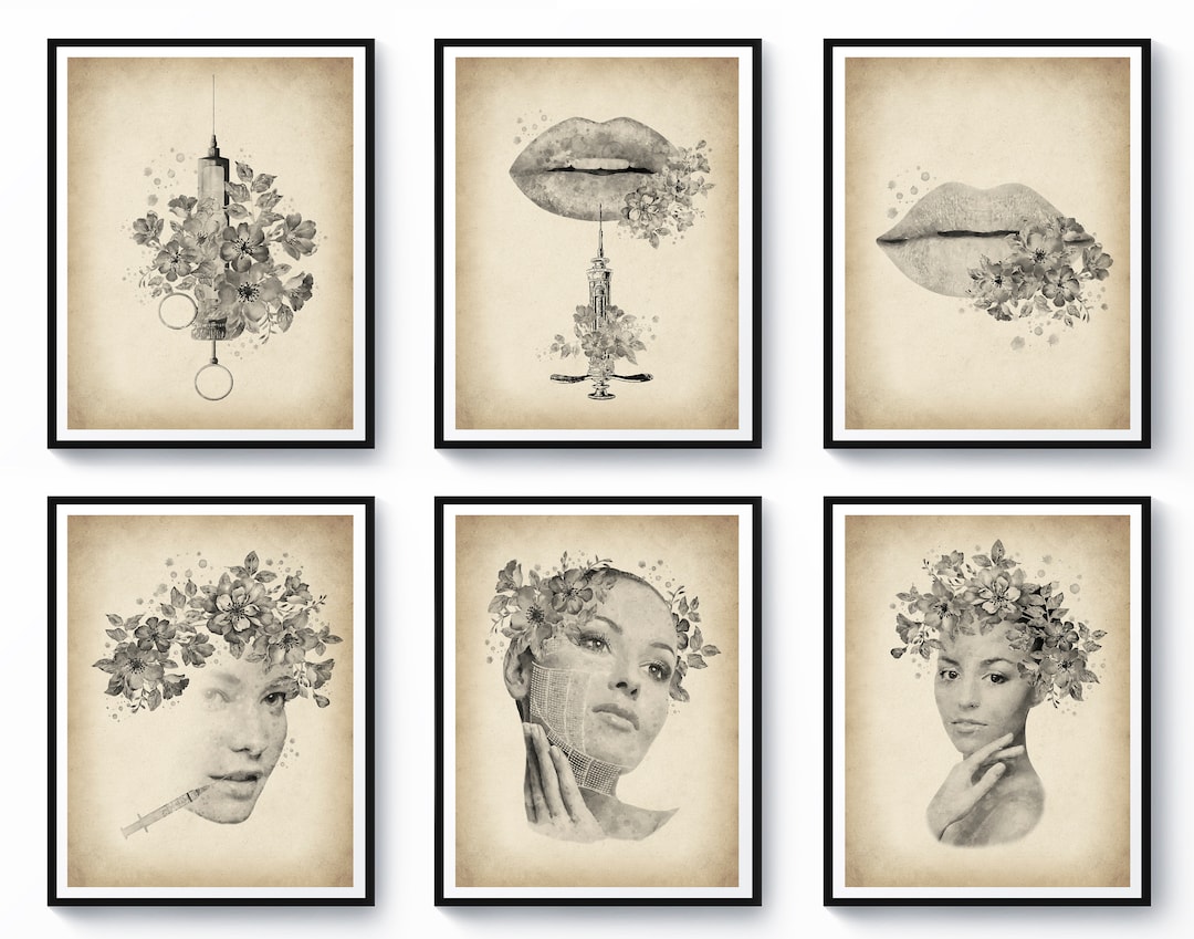 6 Beauty Art, Cosmetic Procedures Poster, Vintage Medical Artwork ...