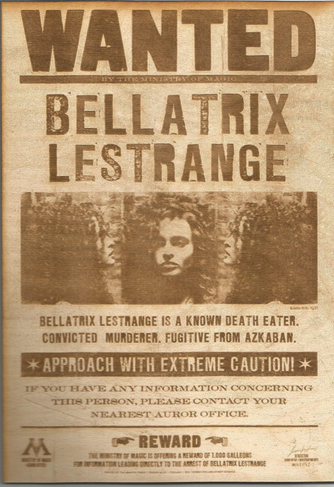 Bellatrix Lestrange Wooden Wanted Poster - Etsy