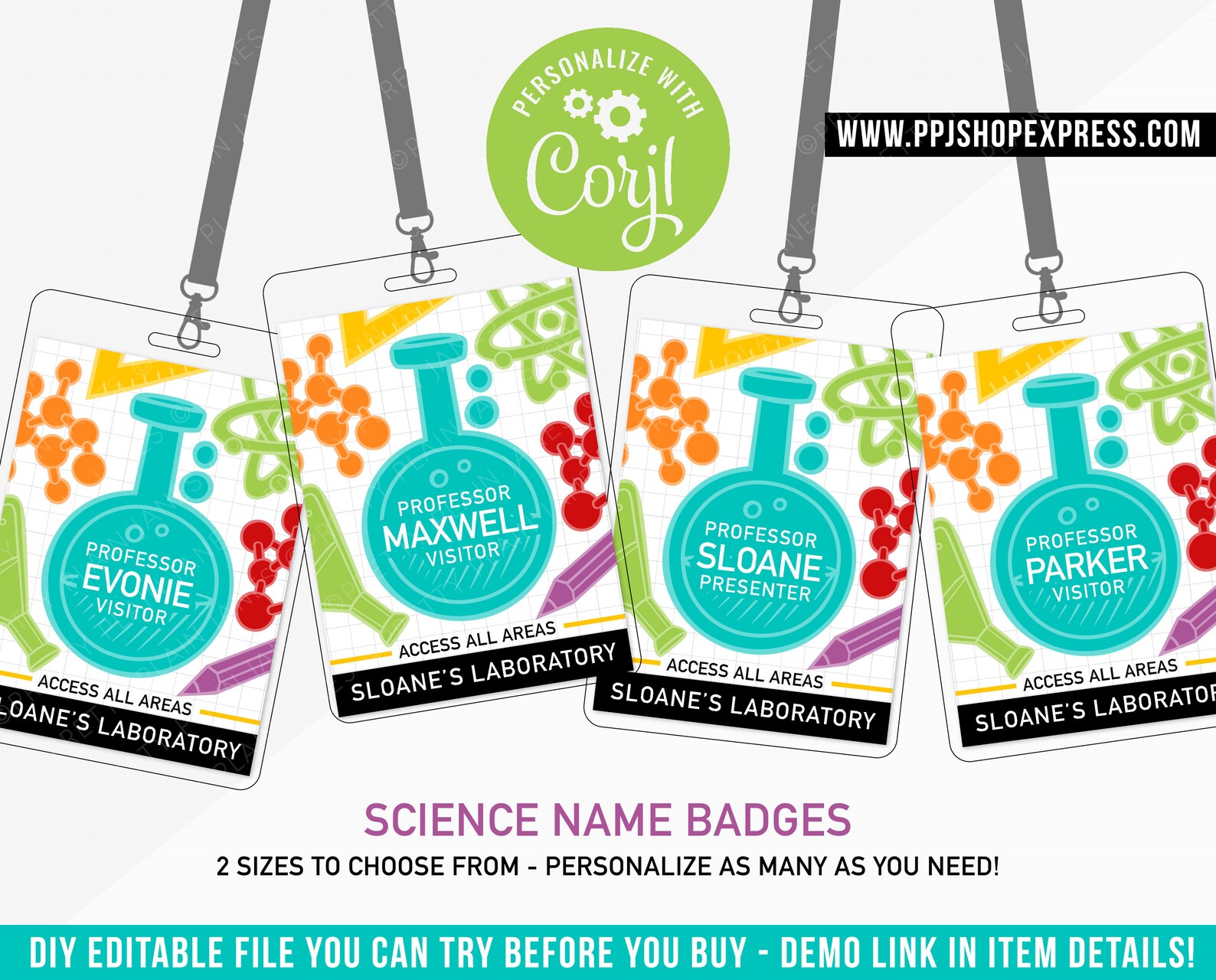 Science Name Badge Science Birthday Party Nametag Science - Etsy