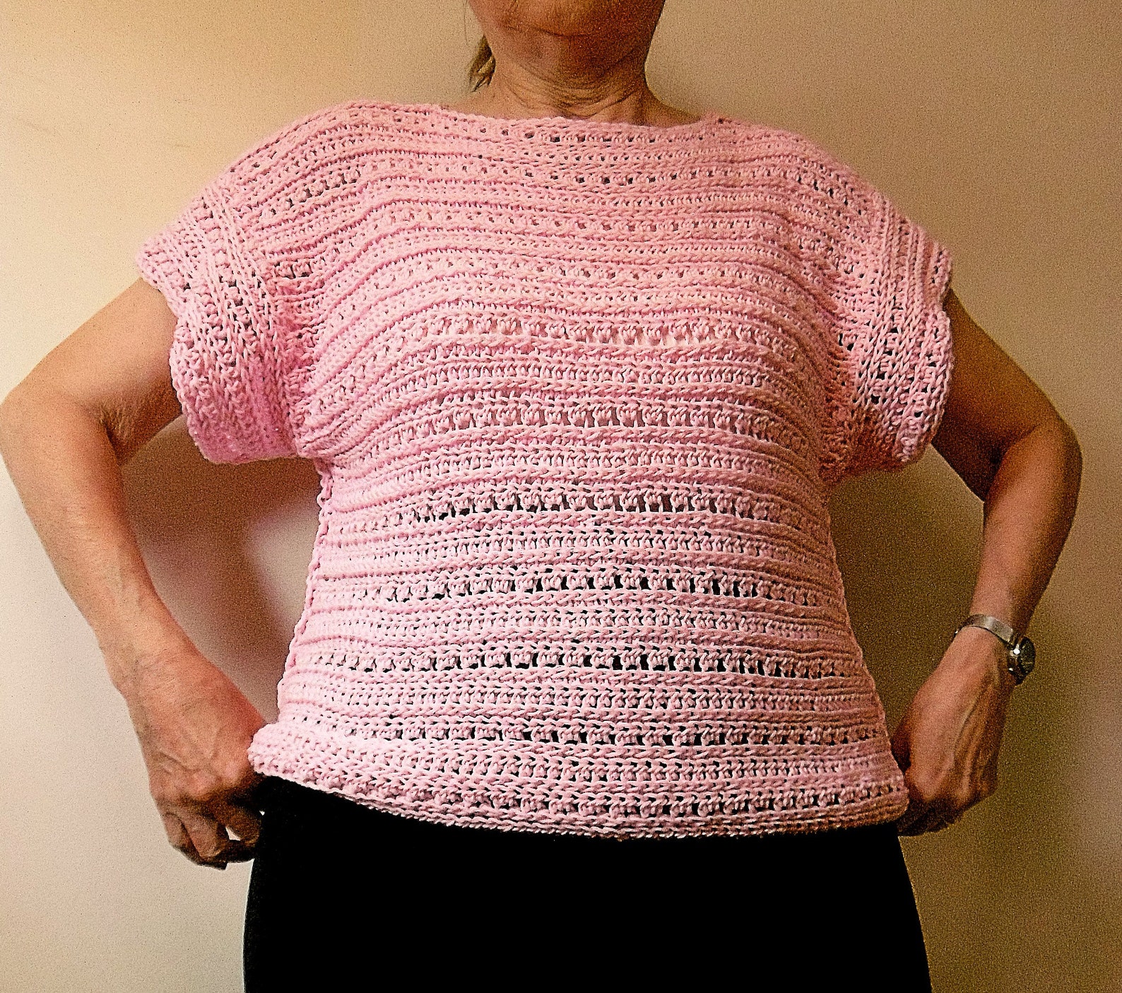CHAINED TEE Crochet Pattern, Boxy Cropped Tee, Swimwear Cover Up, Sizes ...