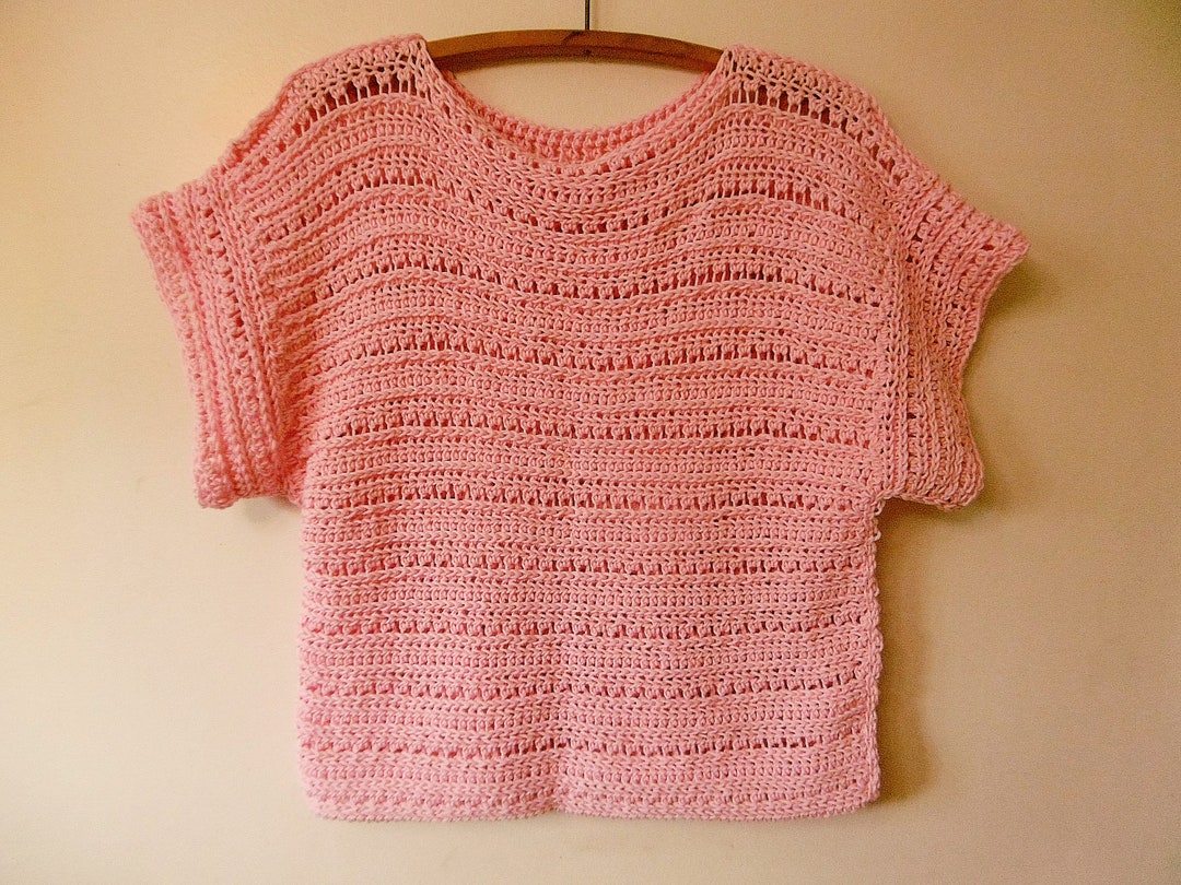 CHAINED TEE Crochet Pattern, Boxy Cropped Tee, Swimwear Cover Up, Sizes ...