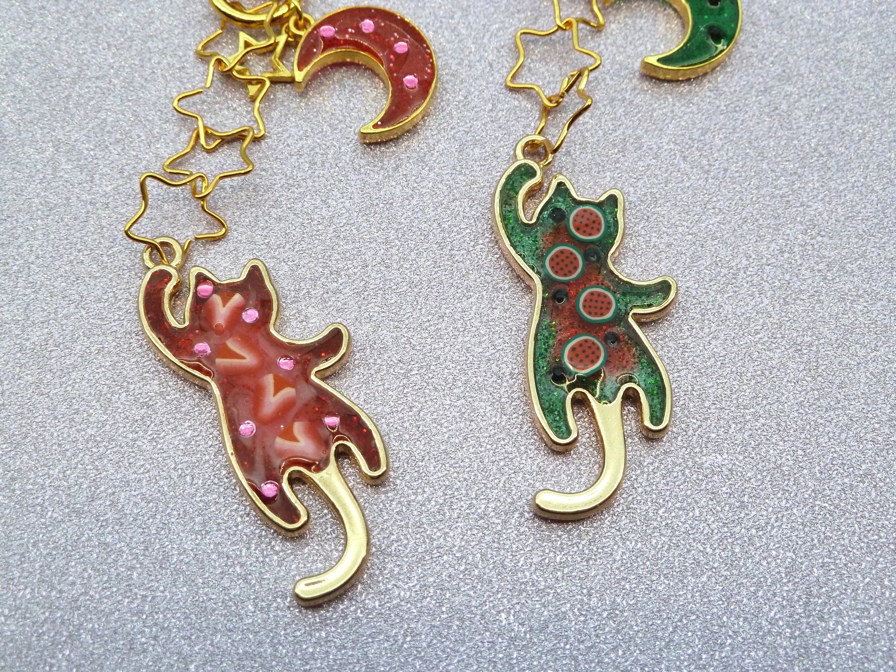 Cute Cat Keyring With Star Clasp and Moon Charm Plus Umbrella - Etsy