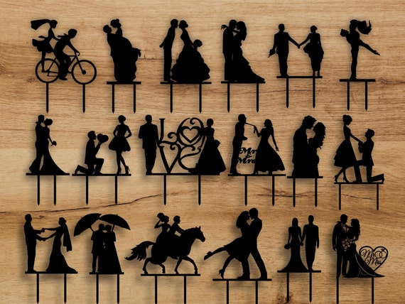 Drawing & Illustration Digital Topper Vector Bride And Groom DXF Laser ...