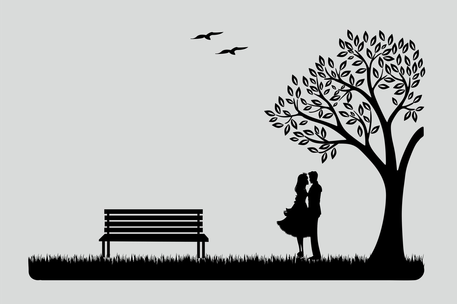 Lovers Under the Tree Couple Silhouette Laser Cut Files SVG | Etsy