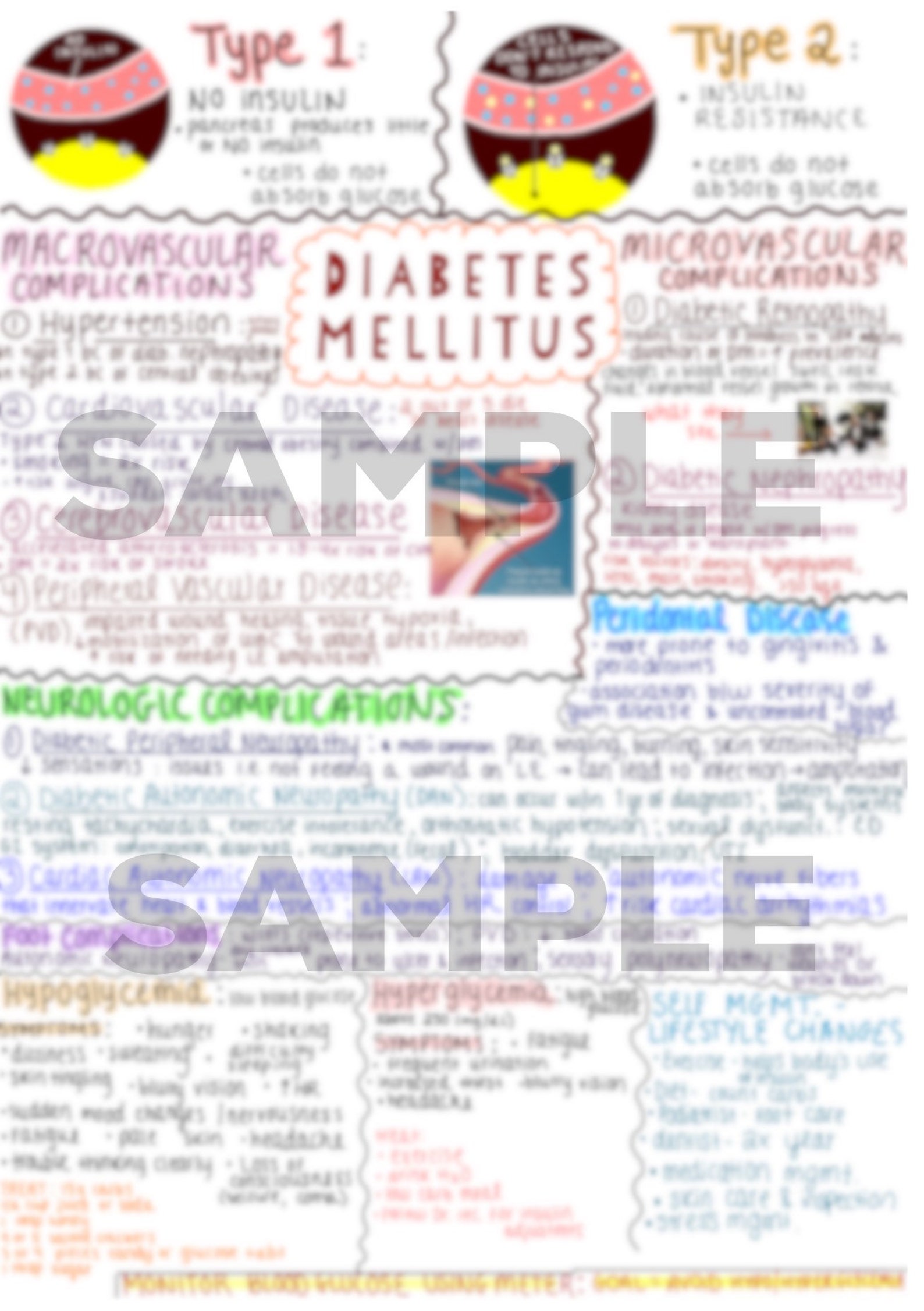 Diabetes Mellitus One-page Outline / Concept Map - Etsy