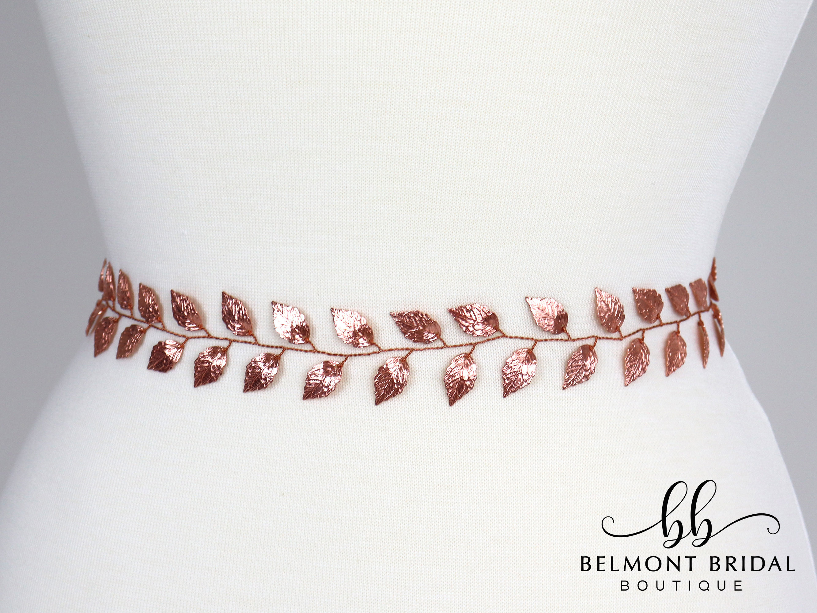 Rose Gold Wedding Belt Leaf Bridal Sash Leaf Sash Bridal | Etsy