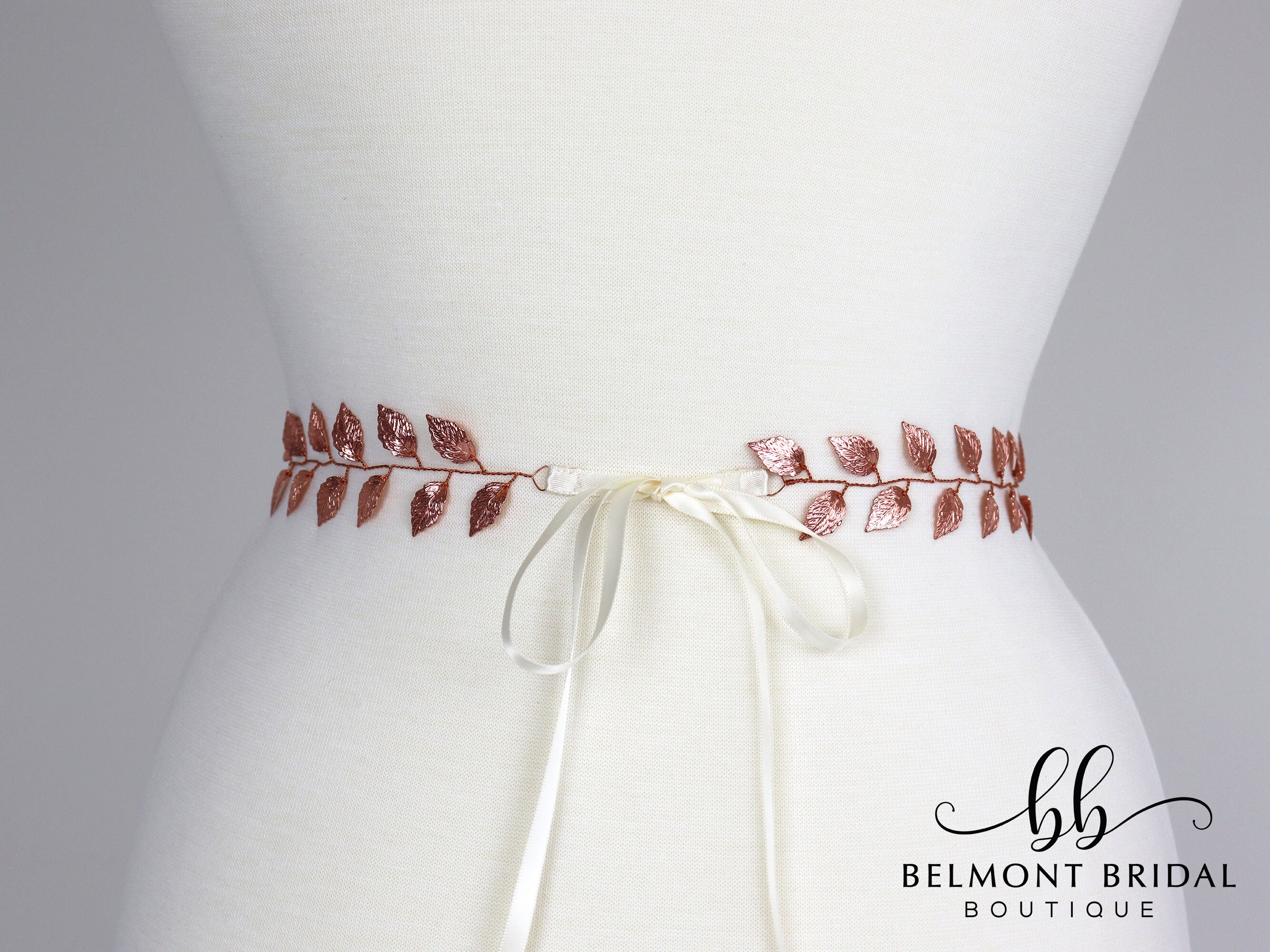 Rose Gold Wedding Belt Leaf Bridal Sash Leaf Sash Bridal | Etsy