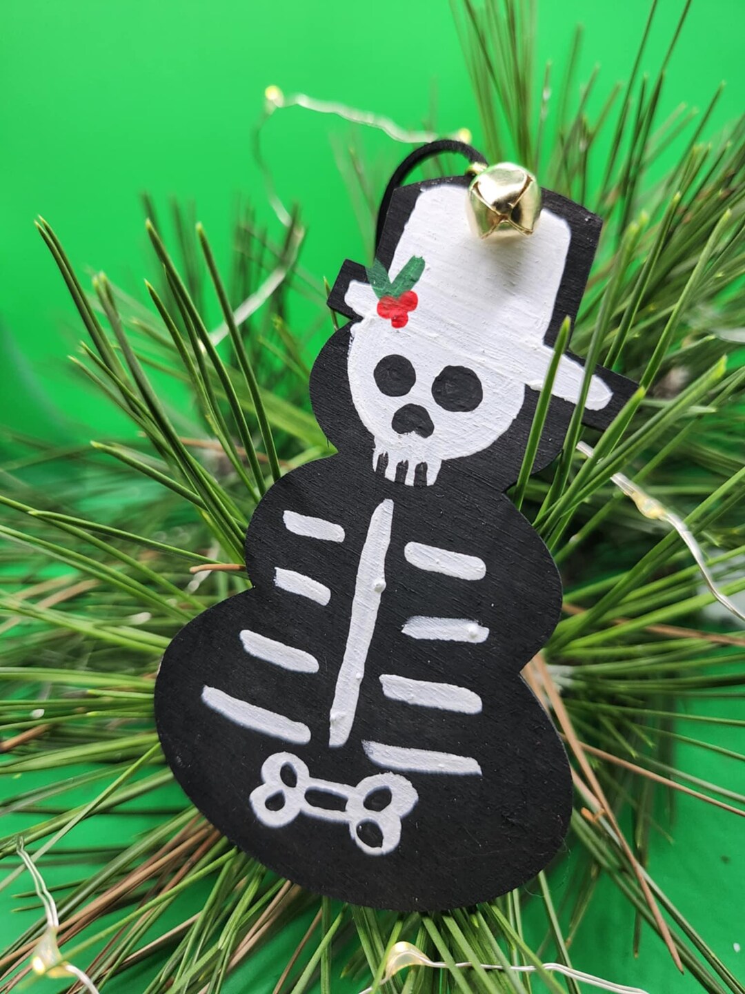 Creepmas Handpainted Wood Skeleton Snowman Yule Ornament - Etsy