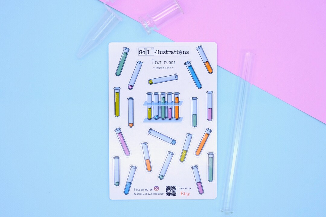 Sticker Sheet TEST TUBES | Lab Equipment | Biology Self Made Hand Drawn ...