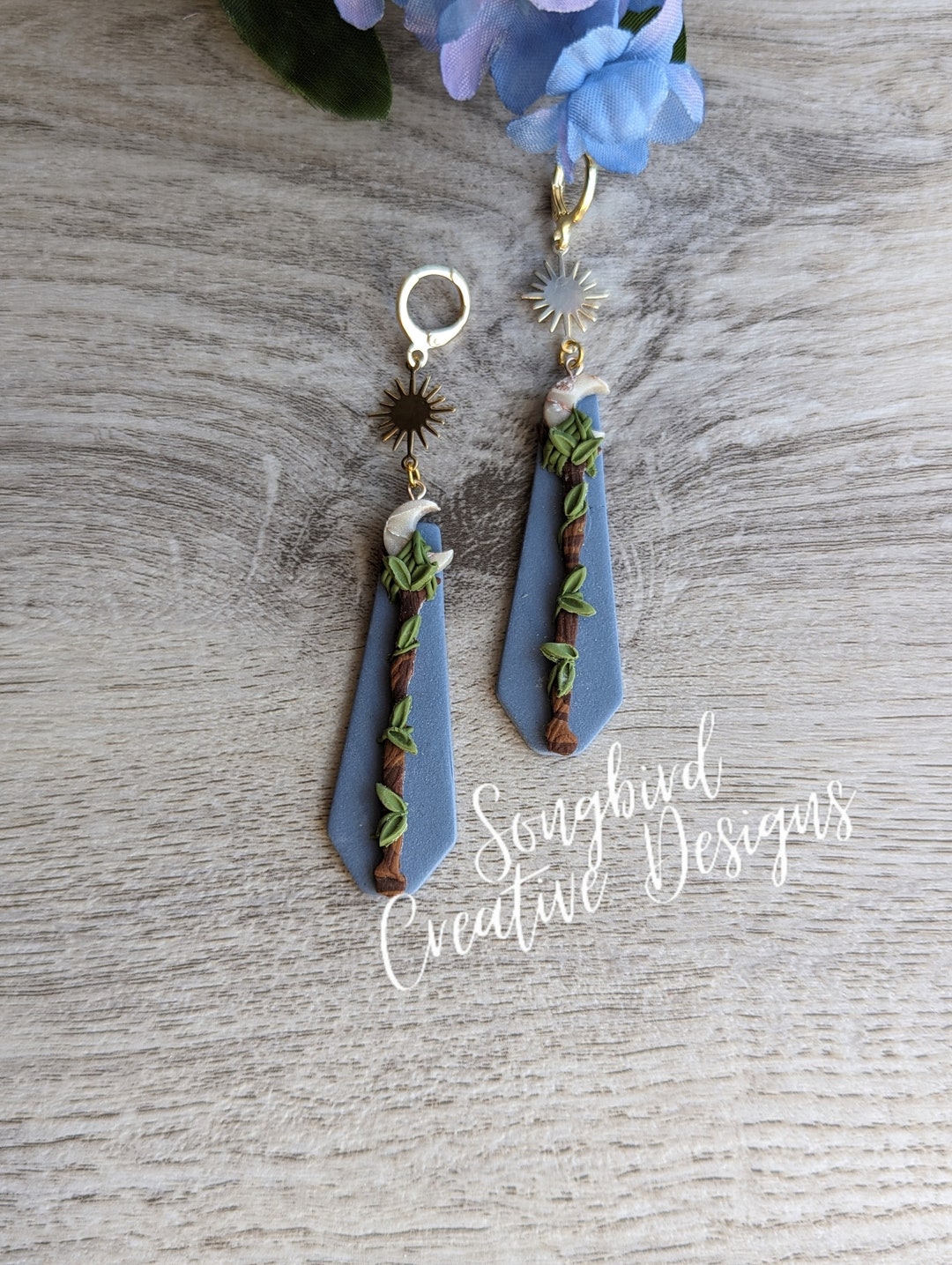 Pearl Moon & Ivy Wizard Staffs, Scepter Dangles, Gold Brass Sun Charms ...