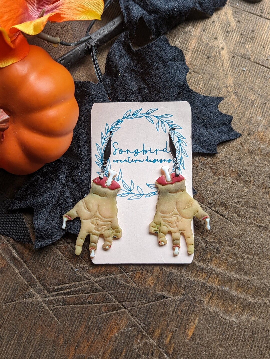 Realistically Rotten Zombie Hands Polymer Clay Earrings With 316 Grade ...