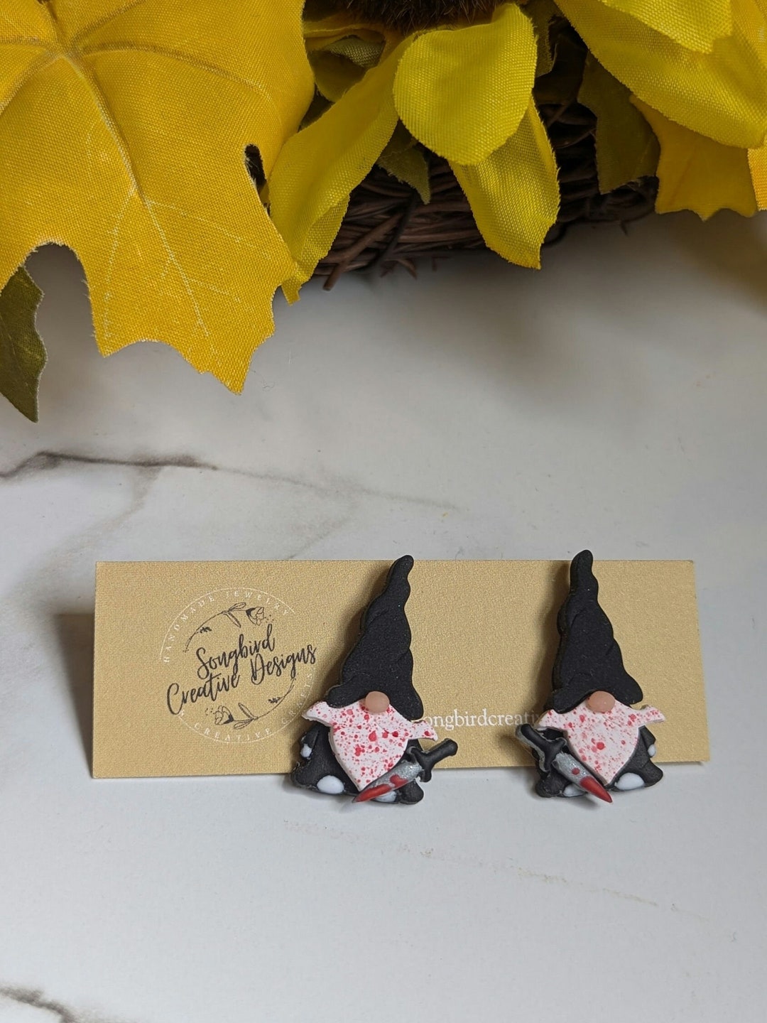 Murder Gnomes: Horror Gnome Studs, Polymer Clay Earrings, Surgical ...