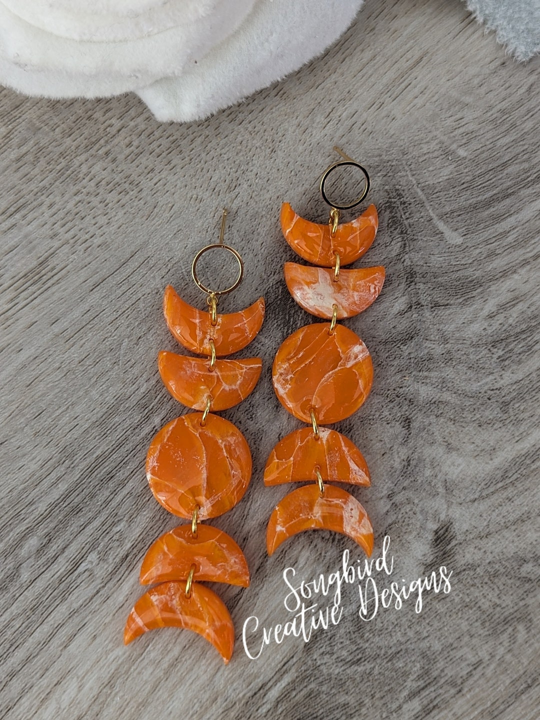 Creamsicle Moon Phases, Translucent Polymer Clay Earrings - Etsy