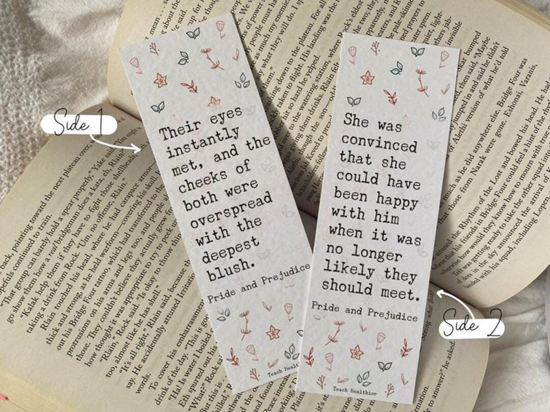 Pride and Prejudice Bookmark, Jane Austen Bookmark, Bookmark Quote ...