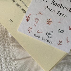 Jane Eyre Bookmark, Charlotte Brontë Bookmark, Mr. Rochester Quote ...