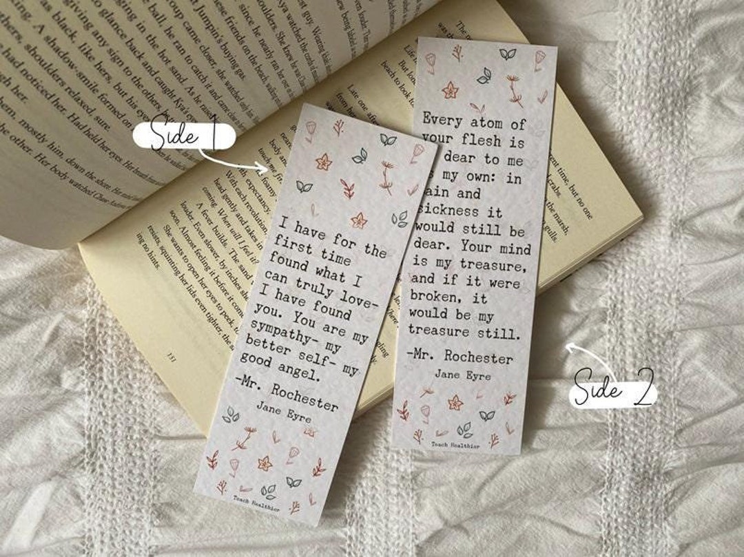Jane Eyre Bookmark, Charlotte Brontë Bookmark, Mr. Rochester Quote ...