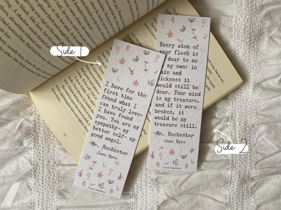 Jane Eyre Bookmark, Charlotte Brontë Bookmark, Mr. Rochester Quote ...