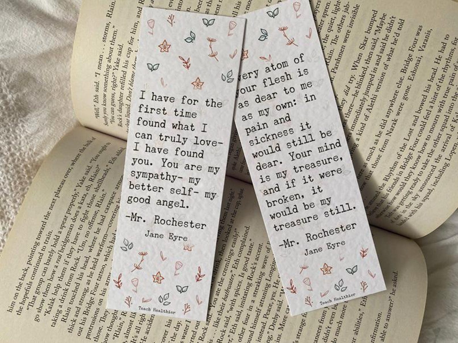 Jane Eyre Bookmark, Charlotte Brontë Bookmark, Mr. Rochester Quote ...