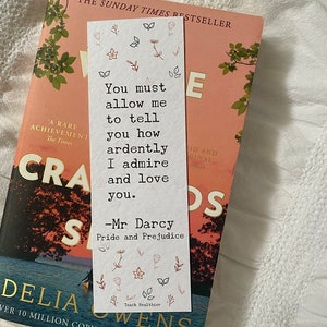 Pride and Prejudice Bookmark, Jane Austen Bookmark, Mr Darcy Quote ...